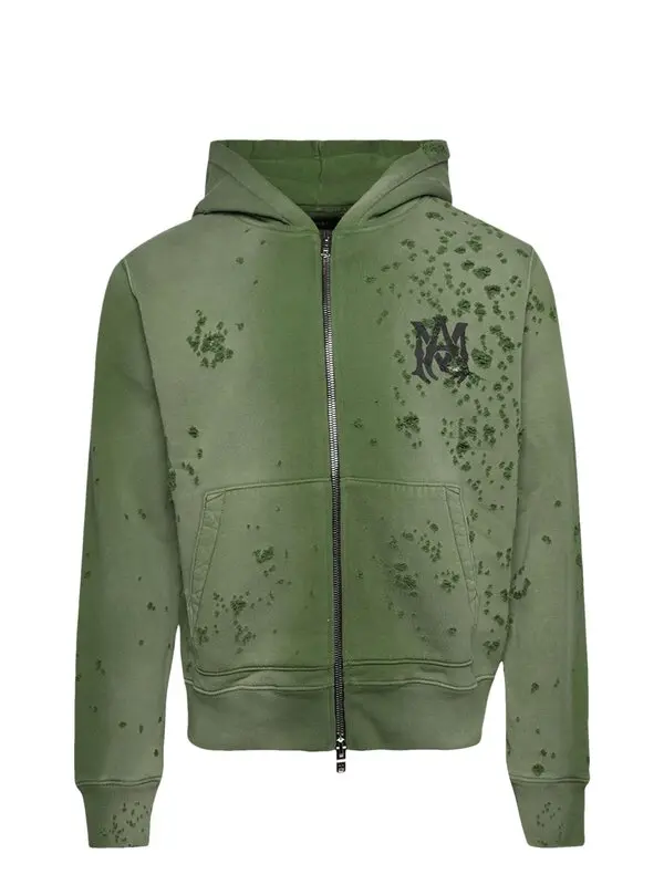 Amiri Ma Logo Zip Hoodie - Green