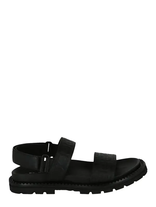 FERRAGAMO Gancini Embossed Leather Strappy Sandal - Black