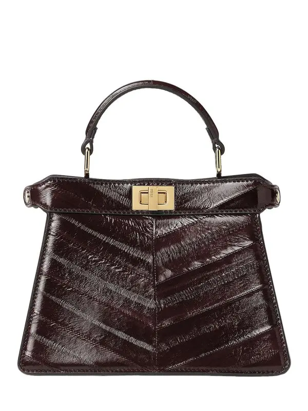 Fendi Peekaboo Iseeu Petite Bag In Hagfish Leather With Chevron Motif - Brown
