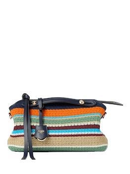 Fendi By The Way Soft Medium Bag In Raffia-effect And Cotton - Multicolour