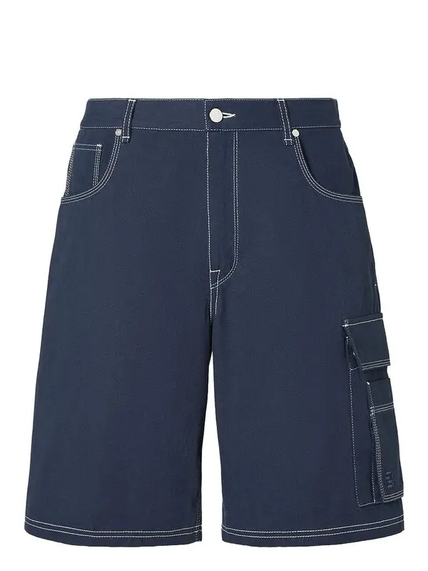 Fendi Cotton Canvas Bermuda Shorts With Cargo Pocket - Blue