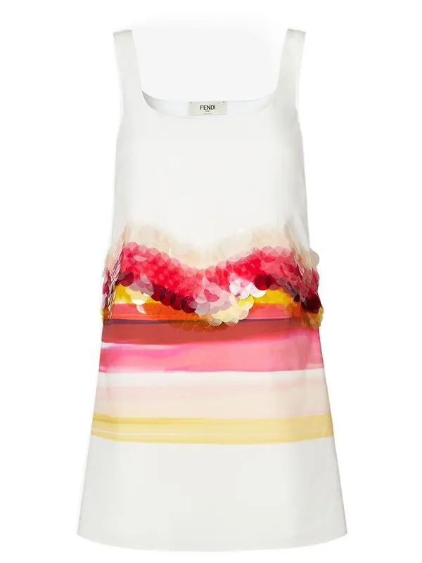 Fendi Sleeveless Square Neck Poplin Dress - White