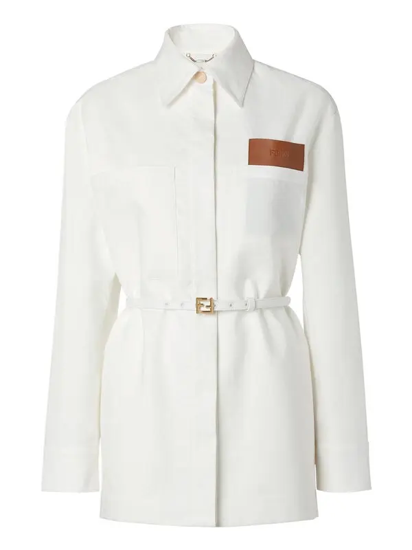 Fendi Single-breasted Belted Jacket - White