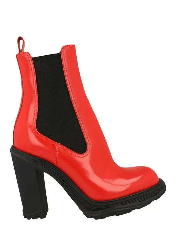 Alexander McQueen Tread Heeled Chelsea Boot - Red