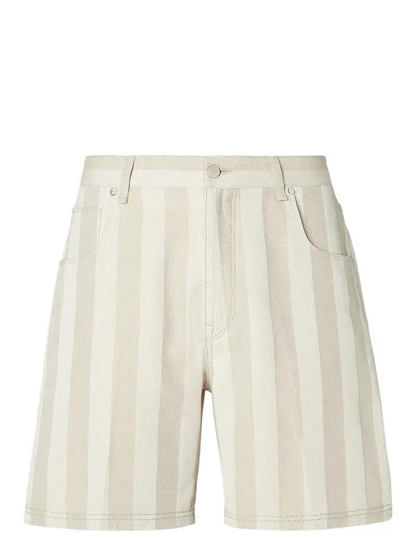 Fendi Pequin Stripe Denim Shorts - Beige