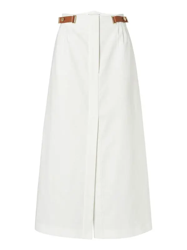 Fendi Flared Midi Skirt With Leather Straps - White