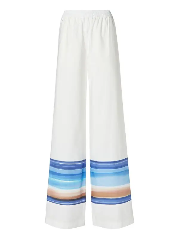 Fendi Cotton Poplin Trousers With Venetian Stripes Motif - White