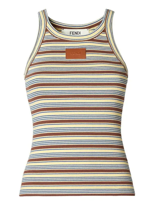 Fendi Rib Knit Striped Sleeveless Top - Multicolour