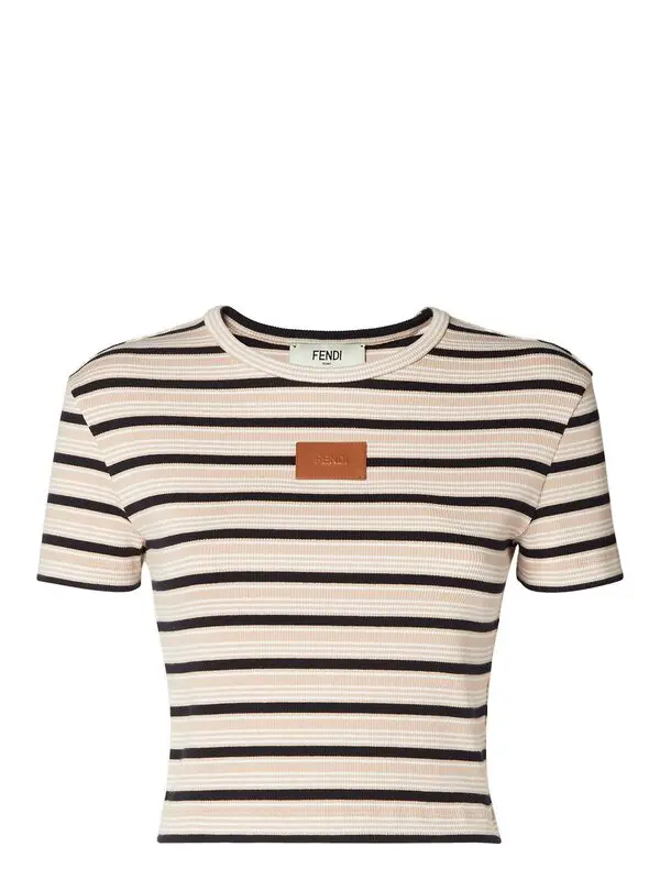 Fendi Ribbed Cotton Knit Cropped Top - Multicolour