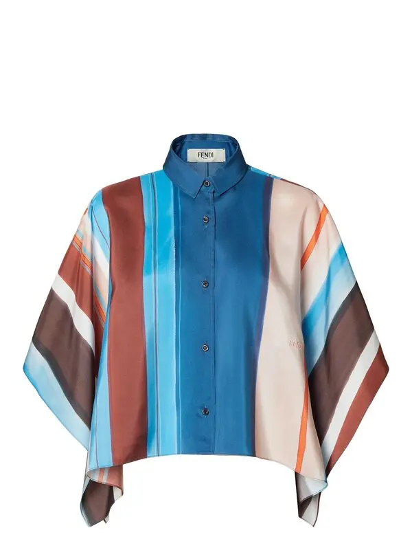 Fendi Silk Habotai Striped Cropped Shirt - Multicolour