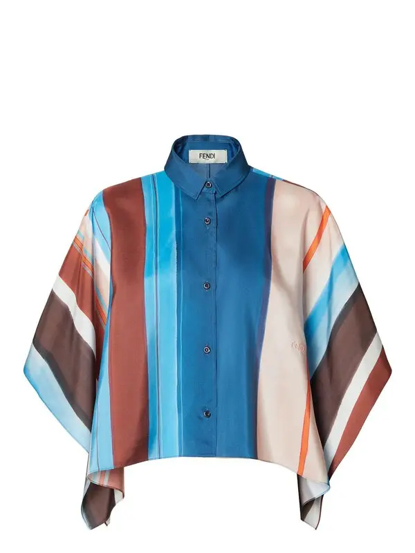 Fendi Silk Habotai Striped Cropped Shirt - Multicolour