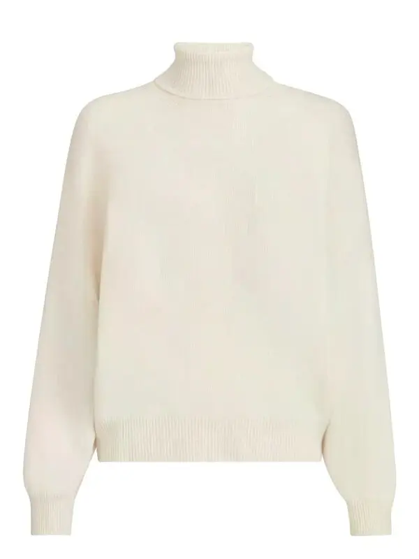 Brunello Cucinelli Cashmere Turtleneck Sweater With Monili - Neutrals