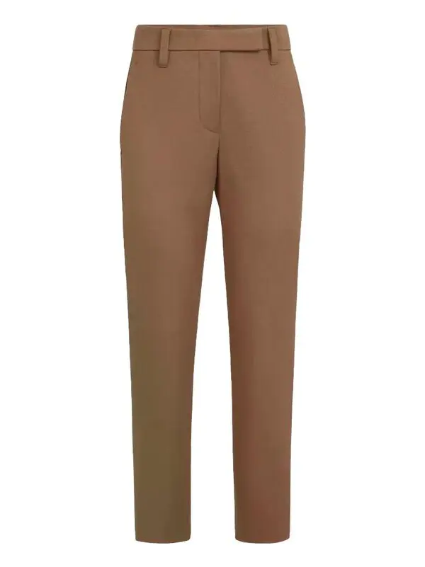 Brunello Cucinelli Stretch Cotton Slim Fit Trousers - Brown