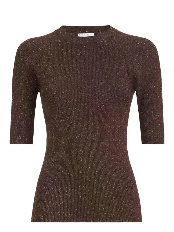 Brunello Cucinelli Sparkling Cashmere Rib-knit Sweater - Brown