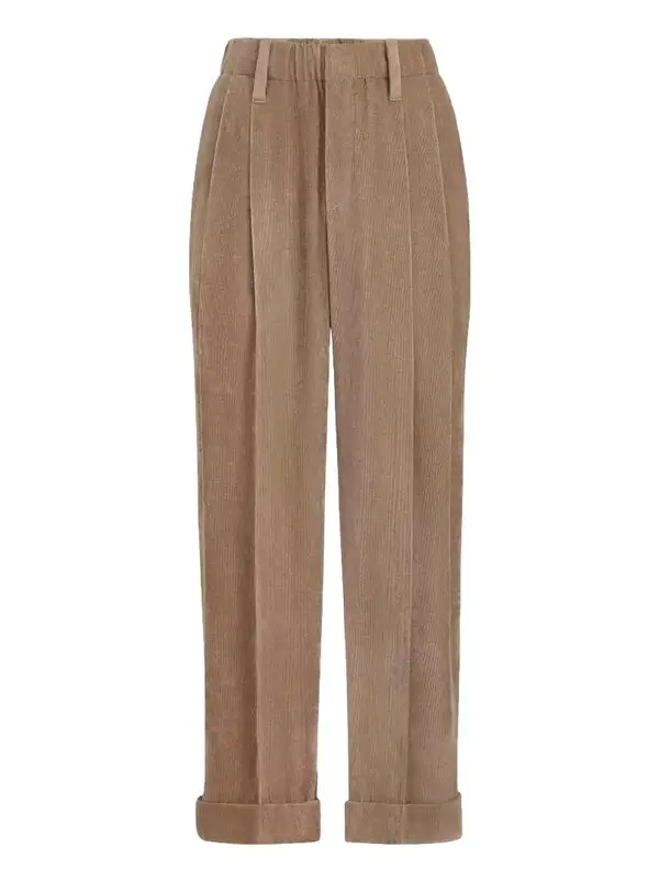 Brunello Cucinelli Fluid Corduroy Baggy Sartorial Trousers - Neutrals