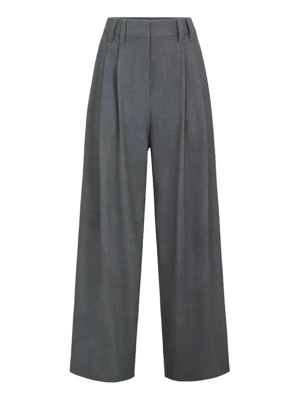Brunello Cucinelli Tailored Wool Trousers With Monili Detail - Grey
