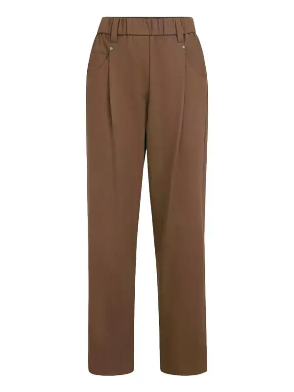 Brunello Cucinelli Pleated Trousers With Monili Decoration - Brown
