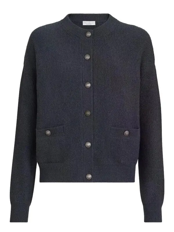 Brunello Cucinelli Sparkling Cashmere English Rib Cardigan - Blue