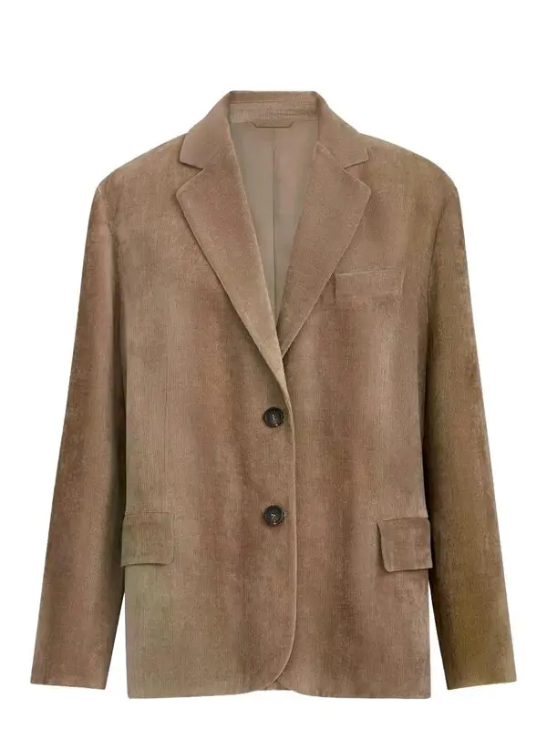 Brunello Cucinelli Fluid Corduroy Blazer With Monili - Neutrals