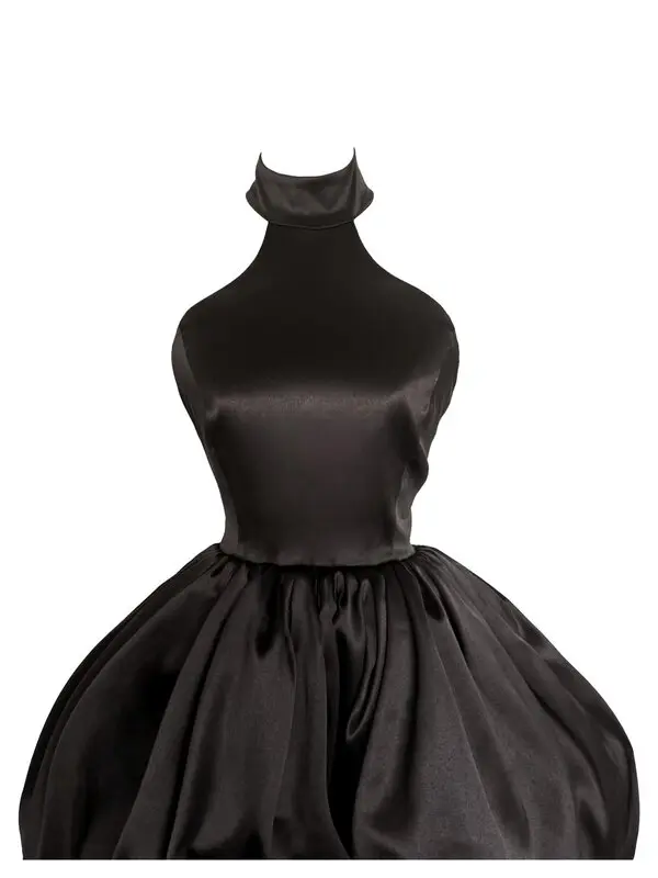 LA MUSA Satin Tulip Mini Dress - Black