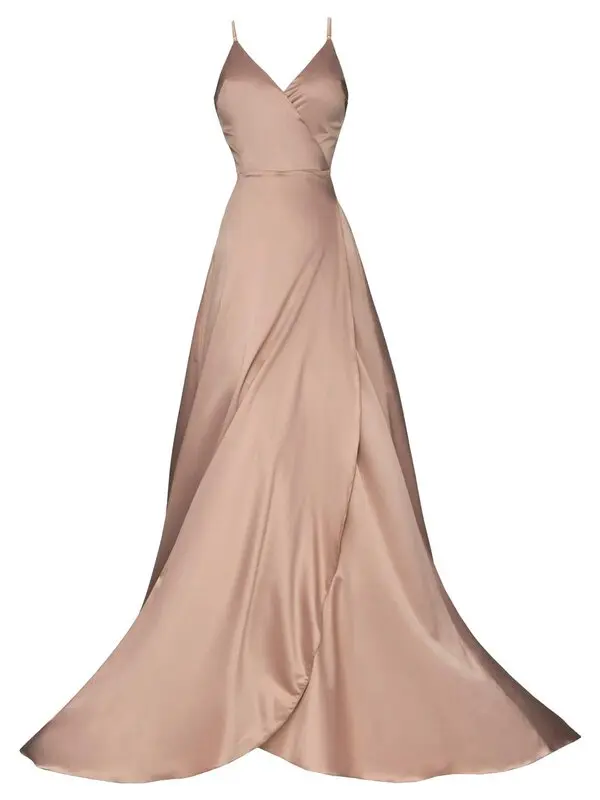LA MUSA Maxi Dress With V-neckline And Bow Detail - Blue