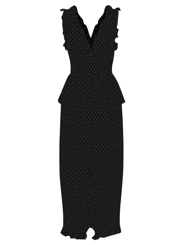 Alessandra Rich Polka-dot Silk Midi Dress - Black