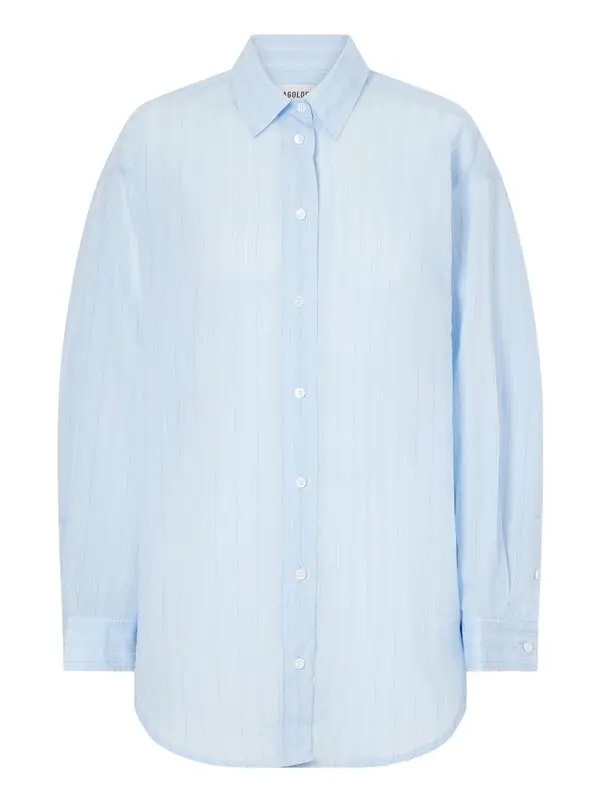 AGOLDE Sona Striped Cotton-blend Shirt - Blue