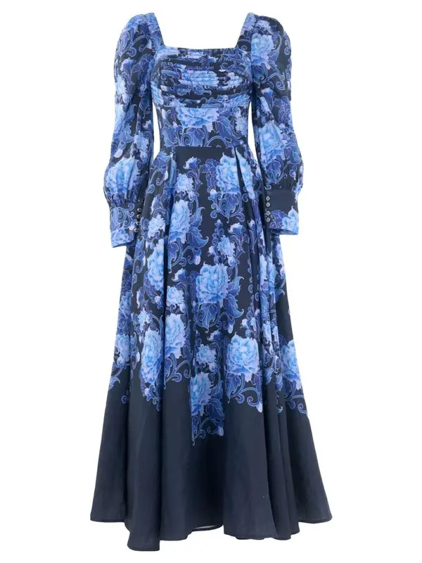 JUSTIN TONG Floral Maxi Dress - Blue