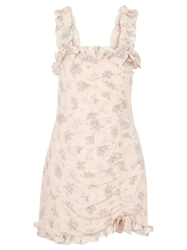 Alessandra Rich Floral Print Silk Mini Dress - Pink