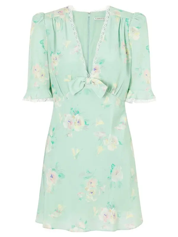 Alessandra Rich Floral-print Silk Mini Dress - Green