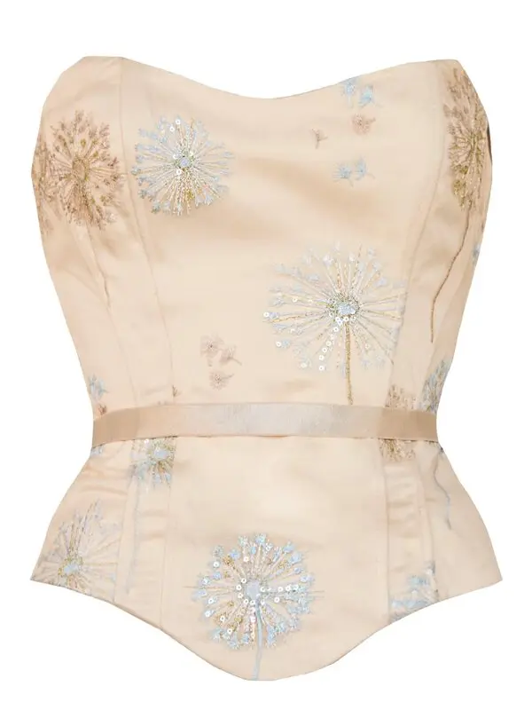 LA MUSA Sunlight Corset With Embroidered Details - Gold