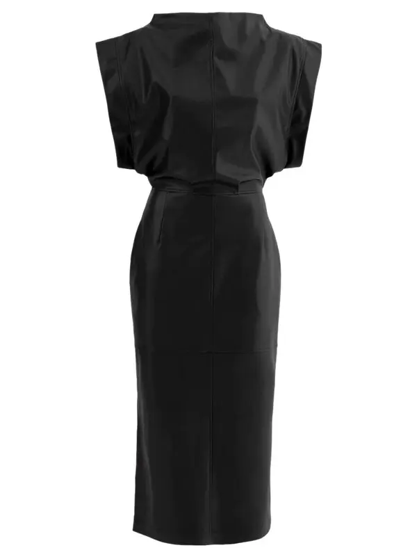 JULIA ALLERT Sleeveless Faux Leather Midi Dress - Black