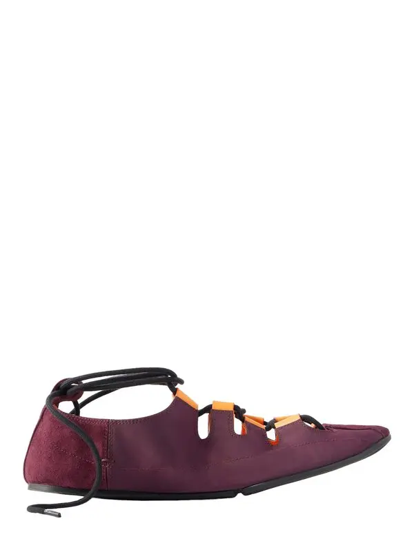 Alaïa Shell And Suede Ballet Flats - Burgundy
