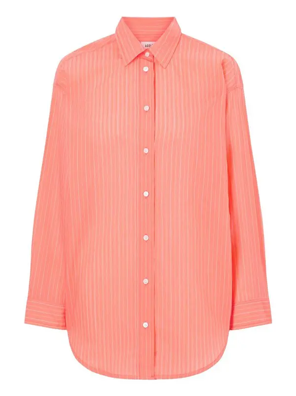 AGOLDE Sona Striped Cotton-blend Shirt - Pink