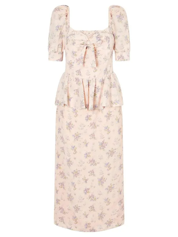 Alessandra Rich Floral-print Silk-satin Midi Dress - Pink