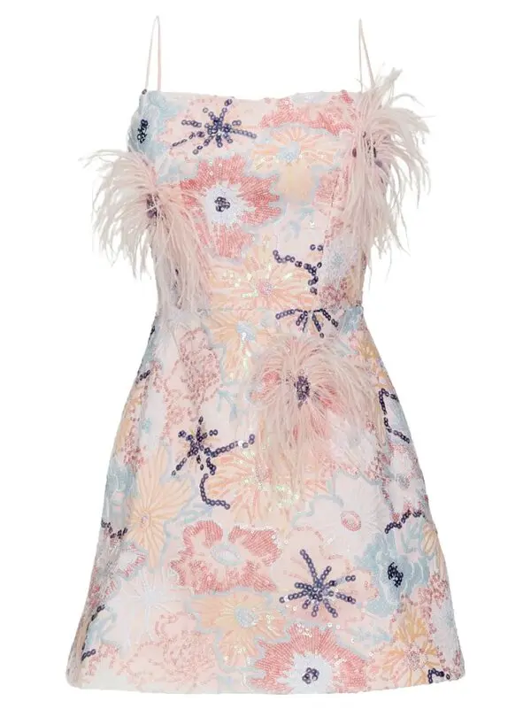JUSTIN TONG Jessica Beaded Mini Dress - Pink