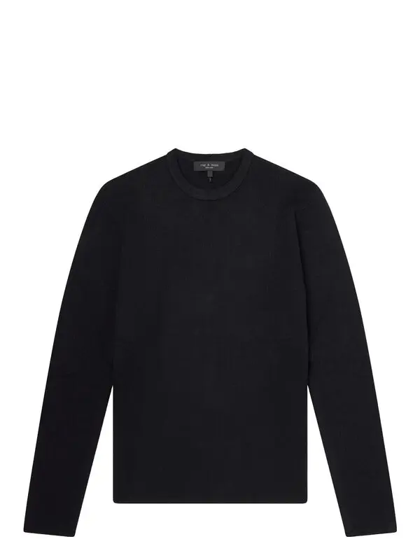 Rag & Bone Cotton-blend Textured Crew Neck Sweater - Black