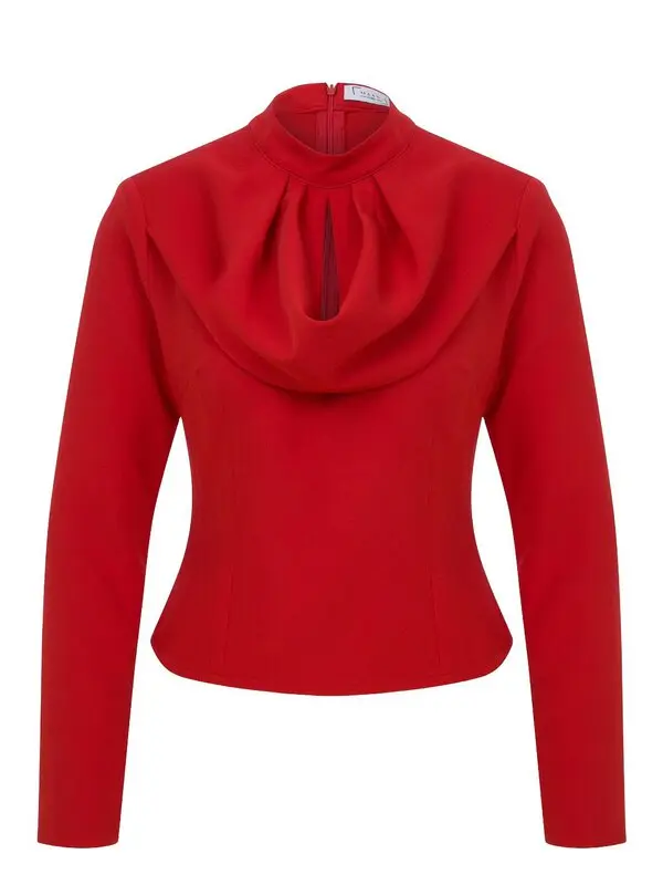 MAAN ISTANBUL Victoria Keyhole Neckline Blouse - Red