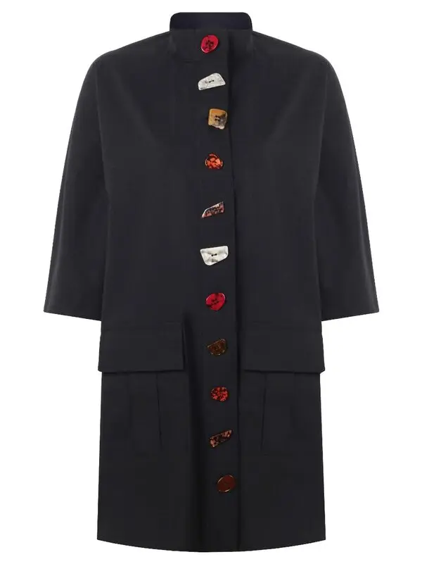MIRIMALIST Oversized Button-detailed High Collar Jacket - Black