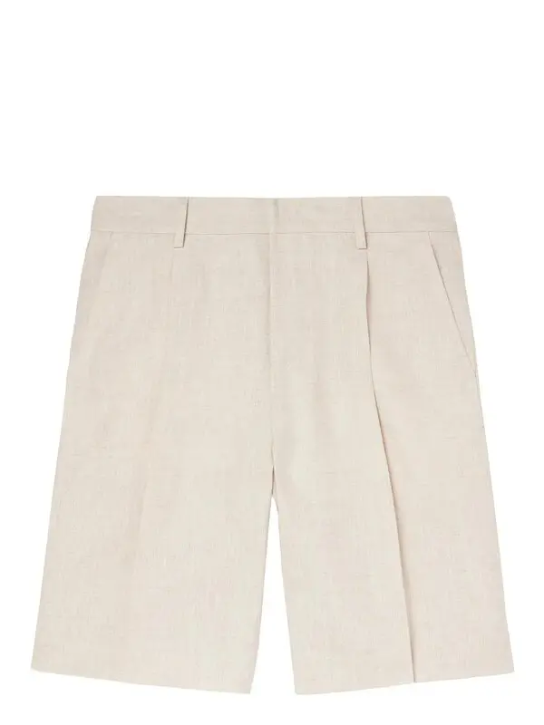 Nn07 Kay 1454 Straight-leg Pleated Linen Shorts - Neutrals