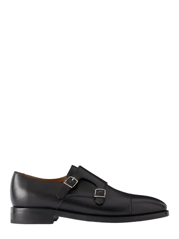 MORJAS Monk Strap Leather Shoes - Black