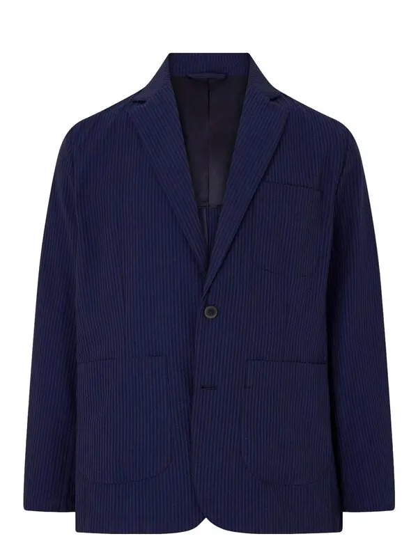 Portuguese Flannel Atlantico Organic Cotton-seersucker Suit Jacket - Blue