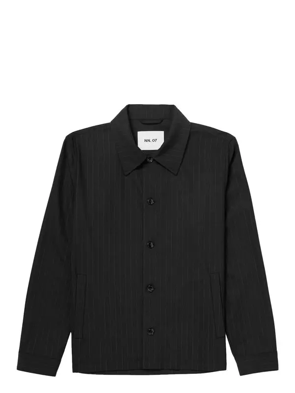 Nn07 Zander Pinstriped Recycled Woven Jacket - Black