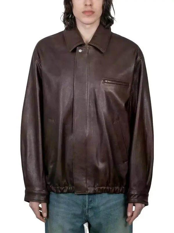 STEIN Zip-up Leather Jacket - Brown