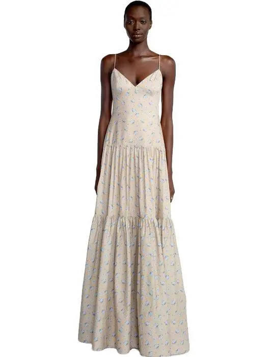 Lela Rose Printed Cotton Tiered Gown - Floral
