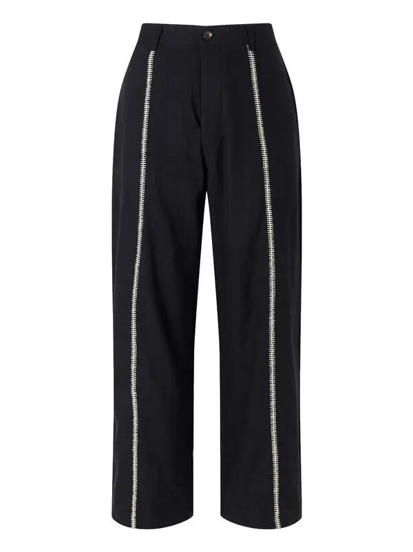 KARTIK RESEARCH Rabari Sultan Embroidered Cotton Trousers - Black
