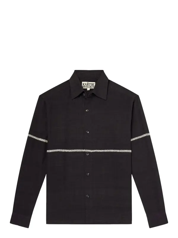 KARTIK RESEARCH Rabari Embroidered Cotton Shirt - Brown