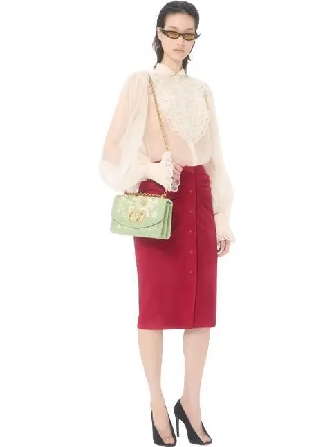 Valentino Garavani Vain Medium Embroidered Shoulder Bag - Green