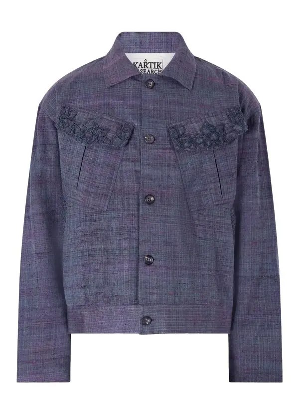 KARTIK RESEARCH Gul Embroidered Silk And Wool Blend Jacket - Purple
