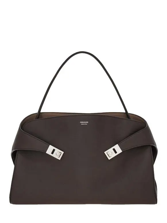 FERRAGAMO Soft Hug Bicolor Shoulder Bag - Gold